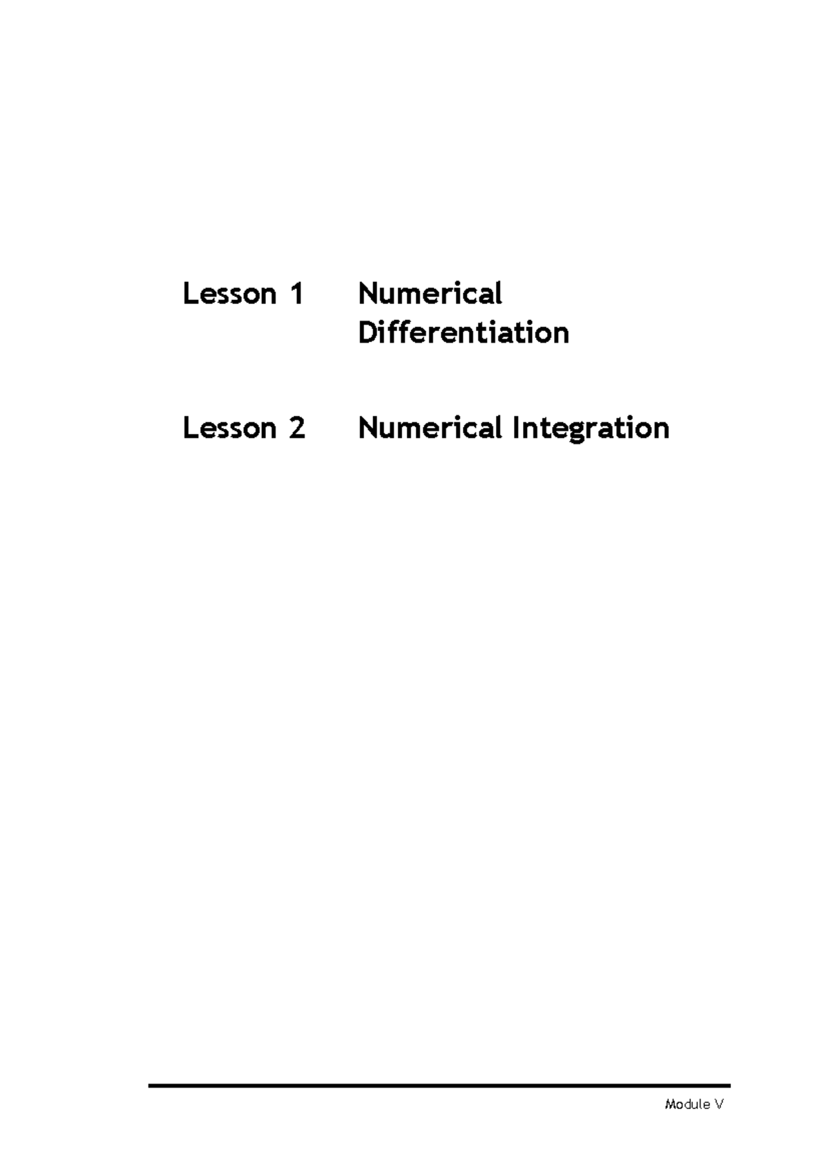 Numerical Differentiation and Integration - Module V Lesson 1 Numerical ...