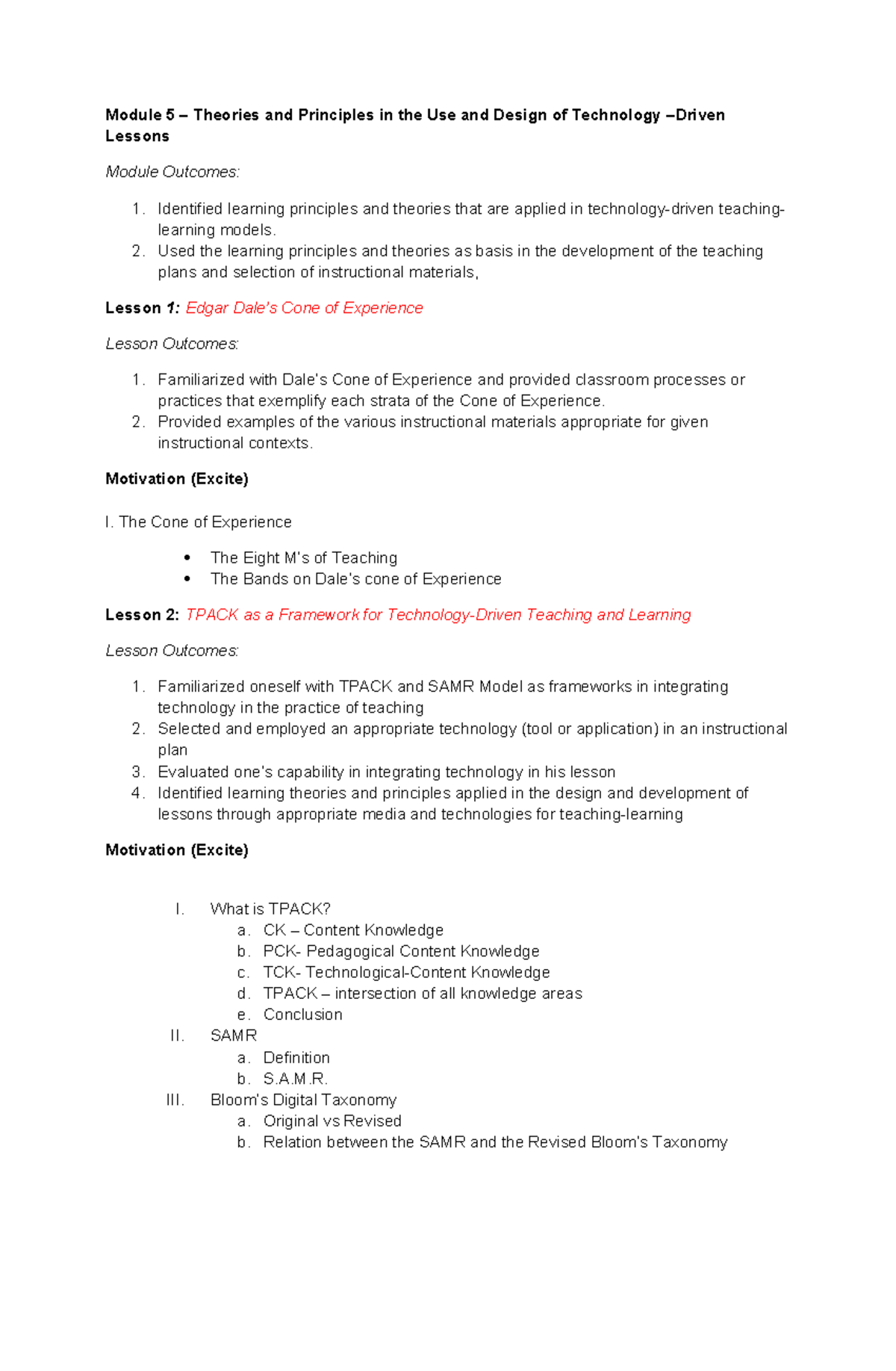Module 5: Theories & Principles in Tech Design & Use Lessons - Studocu