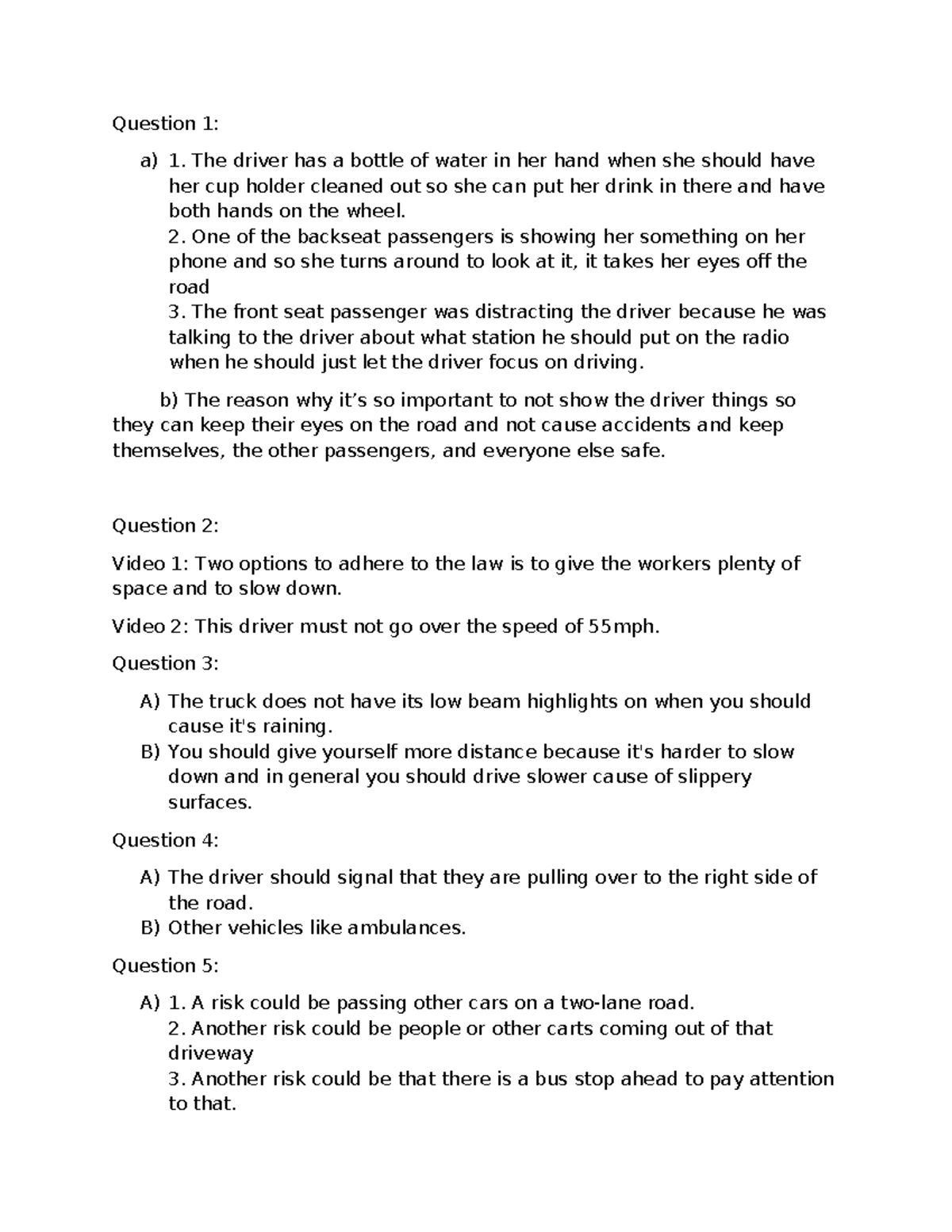 Drivers Ed Assignment 1: Safety and Distraction Analysis - Studocu