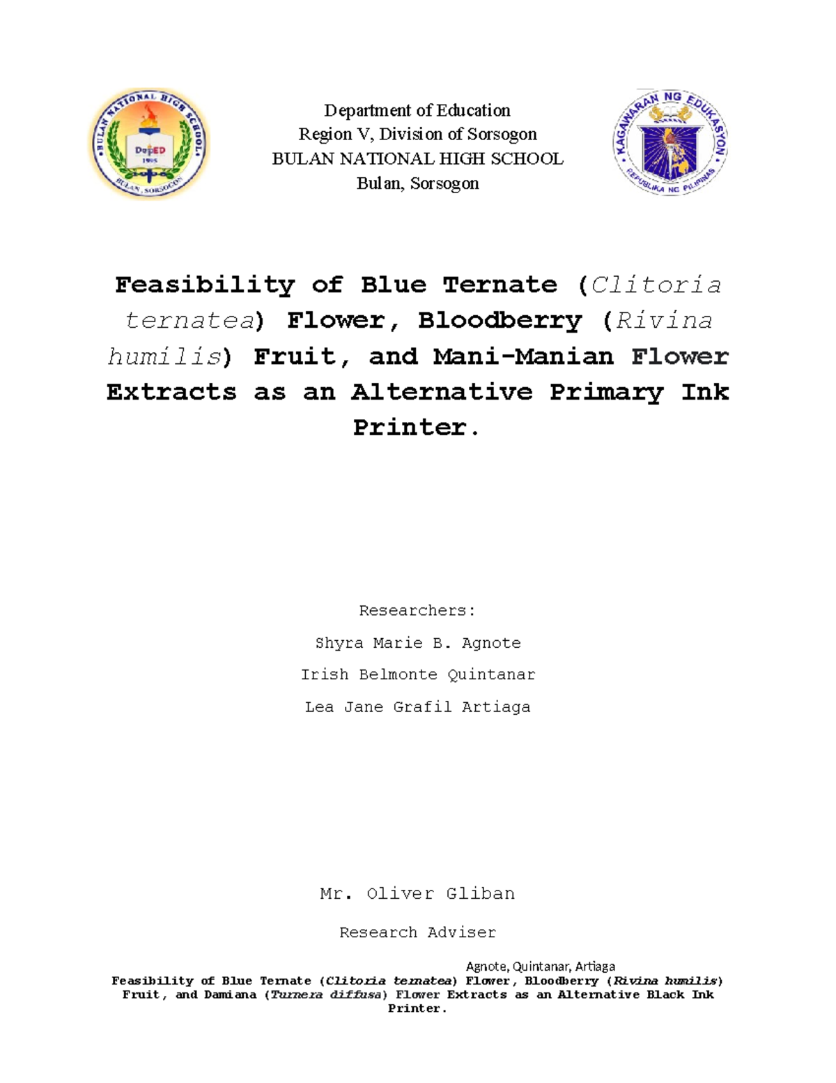 Feasibility Study: Natural Ink from Blue Ternate & Bloodberry Extracts ...
