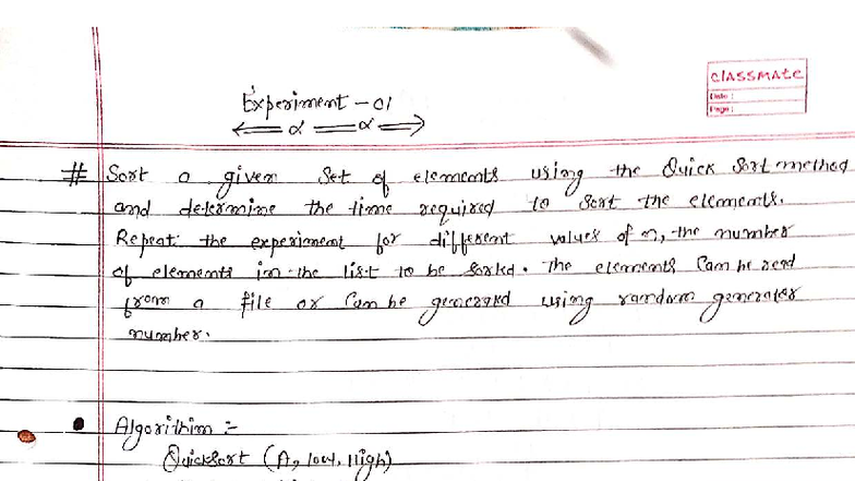 DAA Lab File: Practical Experiments on Sorting & Graph Algorithms - Studocu