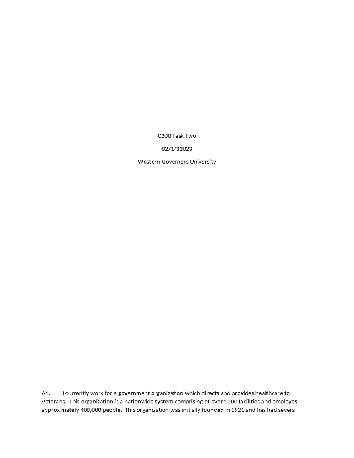 C200 Task Two - Leadership Analysis & Recommendations for Improvement ...