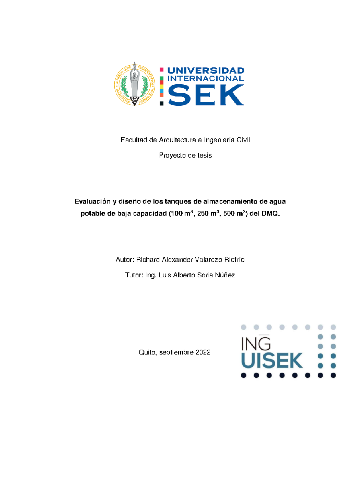 Tesis de Diseño de Tanques de Almacenamiento de Agua Potable (100 m3 ...