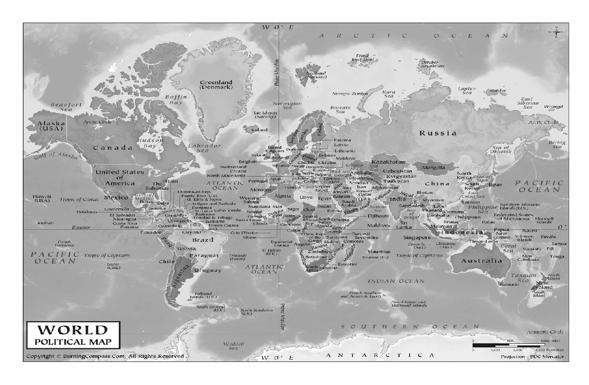World-map-bnw - world map - E N A R C T I C o C E A N Franz sef Land ...