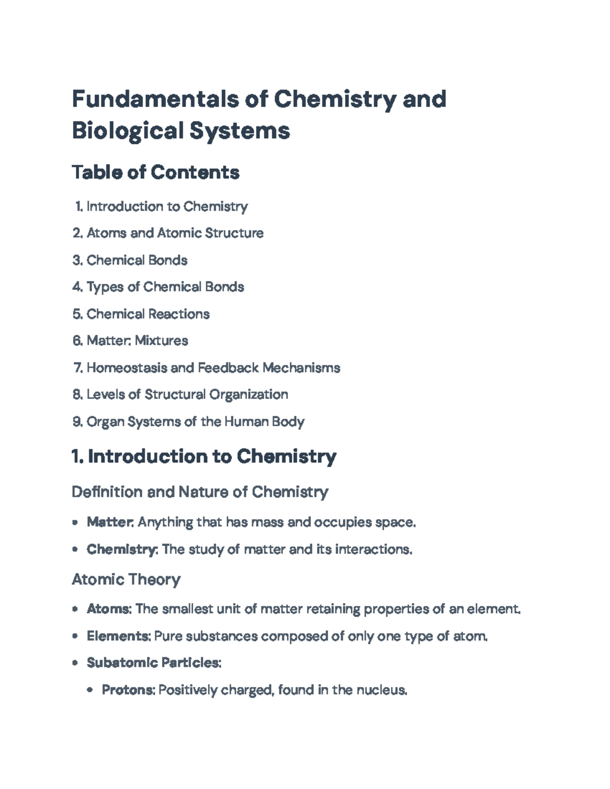 Fundamentals of Chemistry & Biological Systems Overview for BSC 101 ...