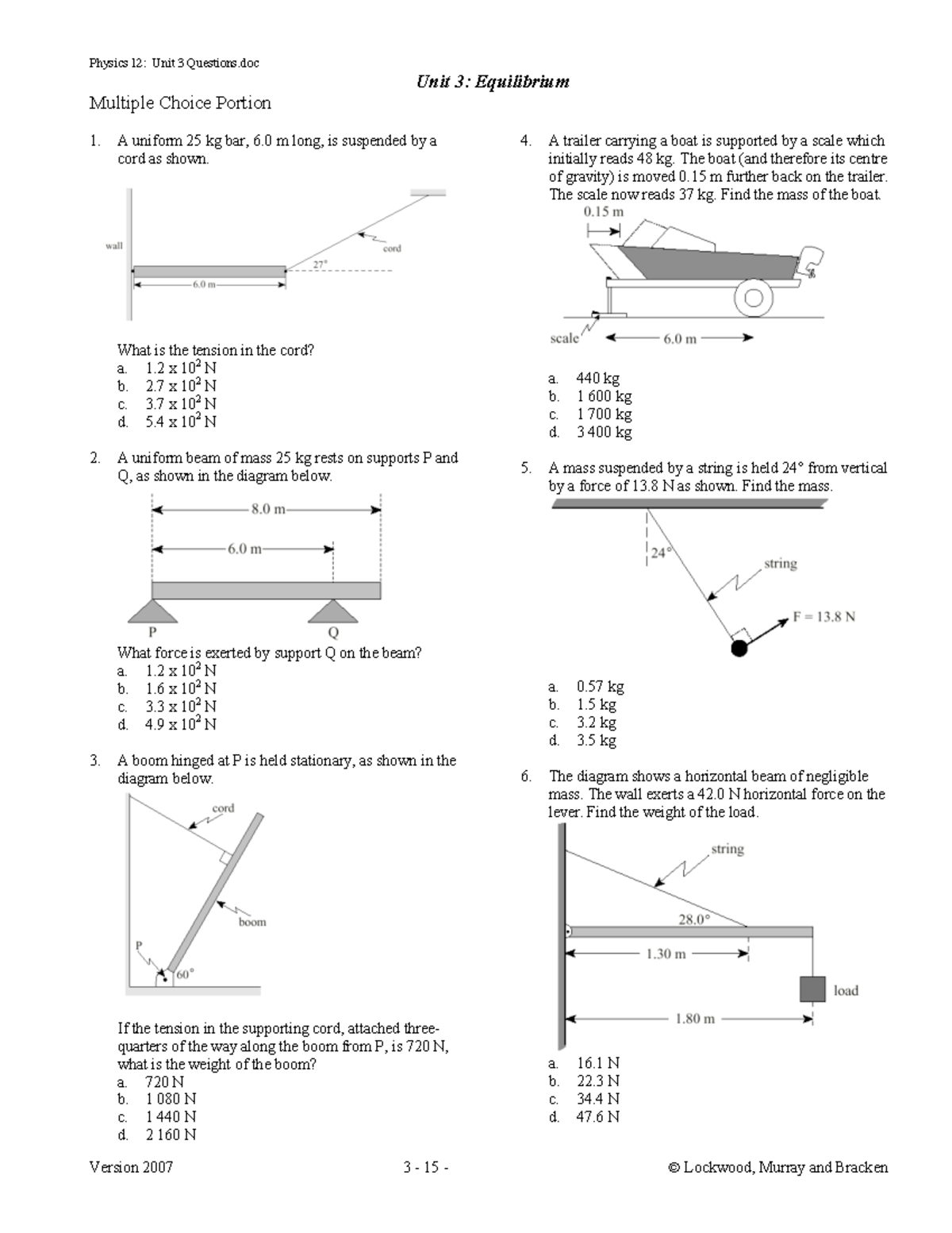 Unit 3 Equilibrium: MCQs and Problem Solving Strategies - Studocu