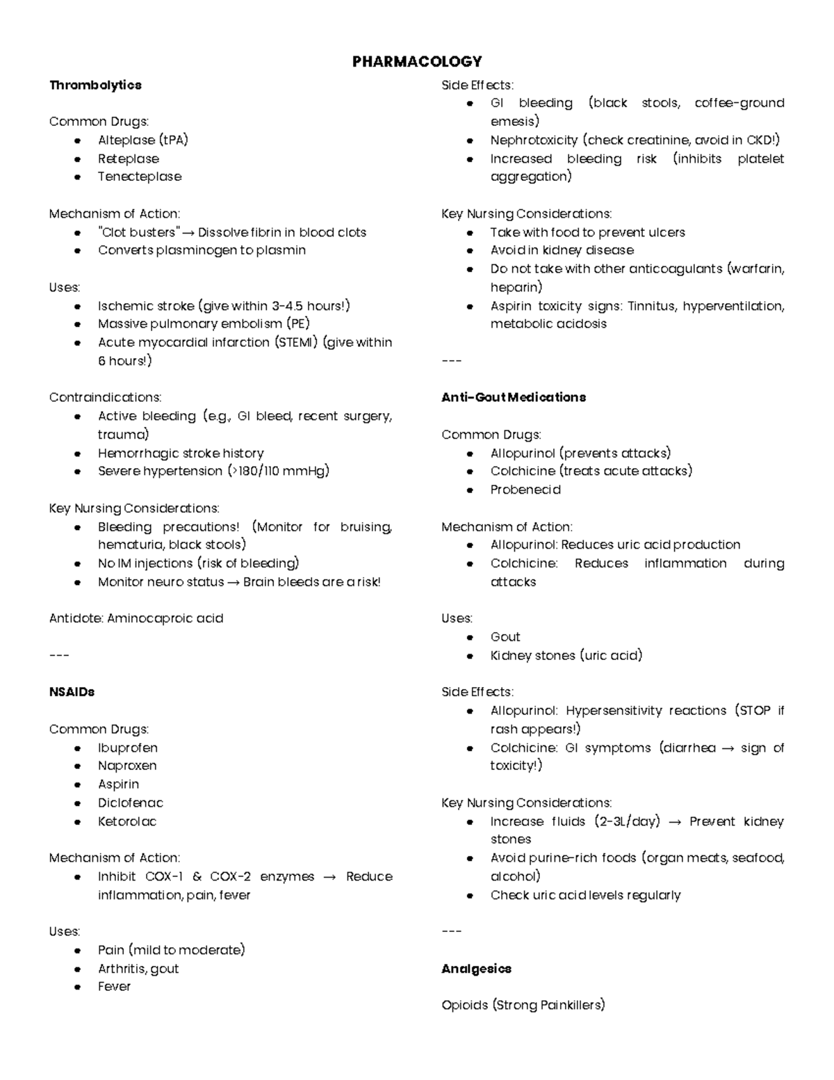 Pharmacology - Drugs overview - PHARMACOLOGY Thrombolytics Common Drugs ...