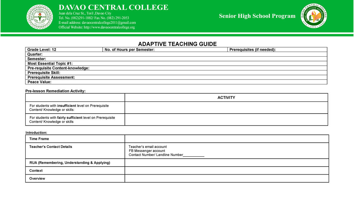 Adaptive Teaching Guide for 12th Grade - Comprehensive Overview - Studocu