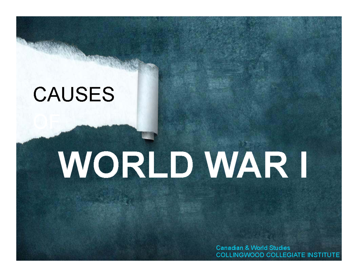 WWI: Analysis of Causes Affecting Canadian & World Studies - Studocu