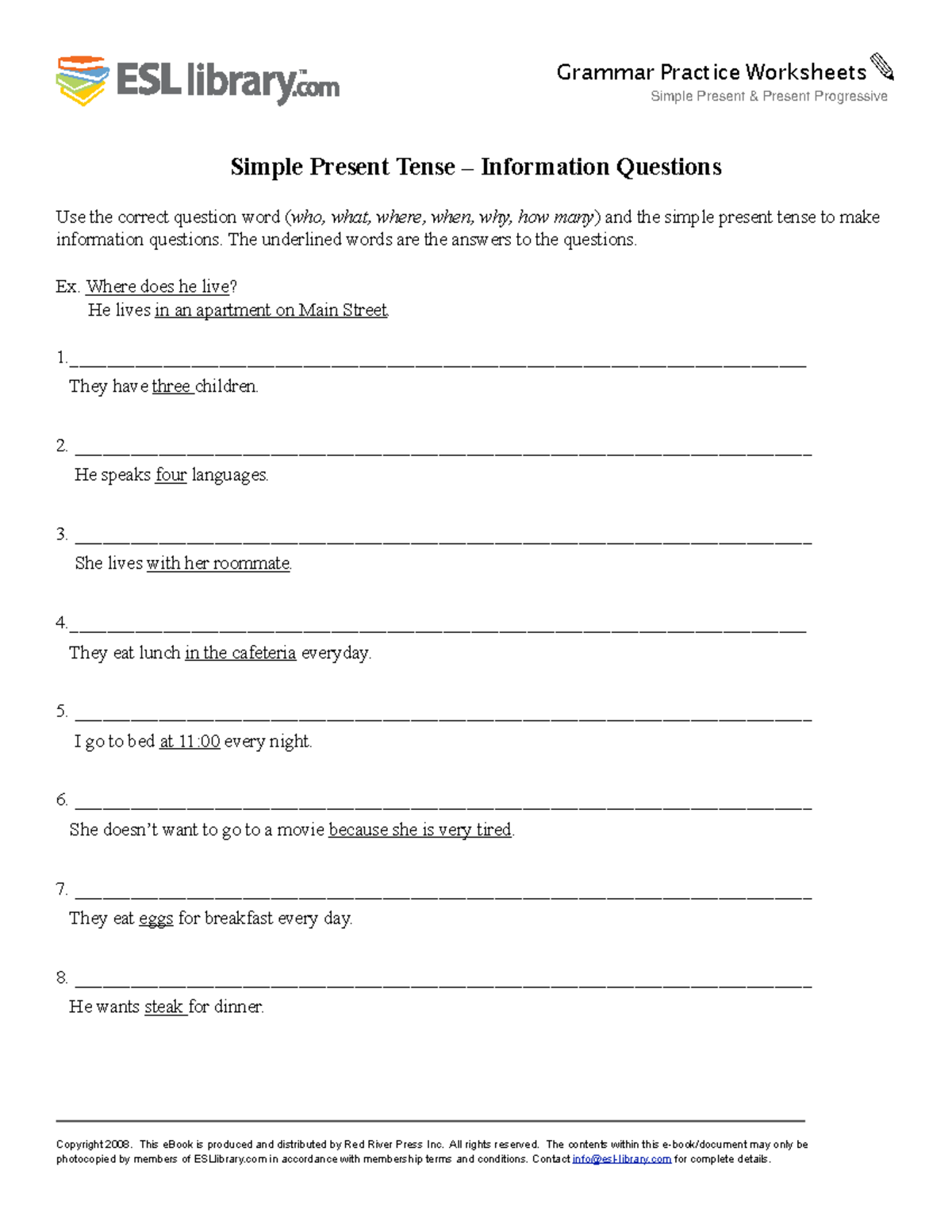 Grammar Practice: Simple Present & Present Progressive Worksheets - Studocu