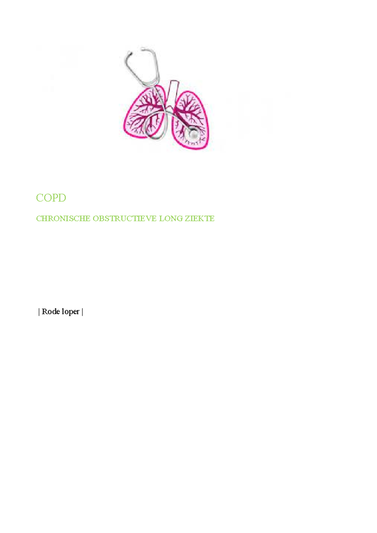 Rode loper 1COPD: Overzicht van Chronische Obstructieve Longziekte ...