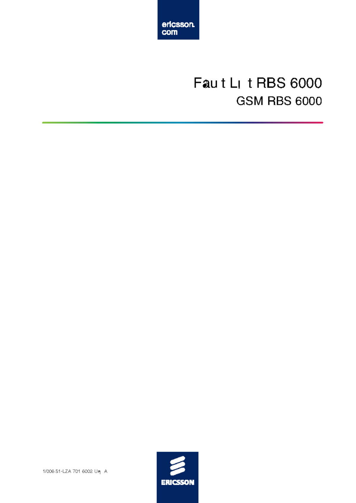 Fault List for RBS 6000 GSM: Internal Fault Maps and Terminology - Studocu