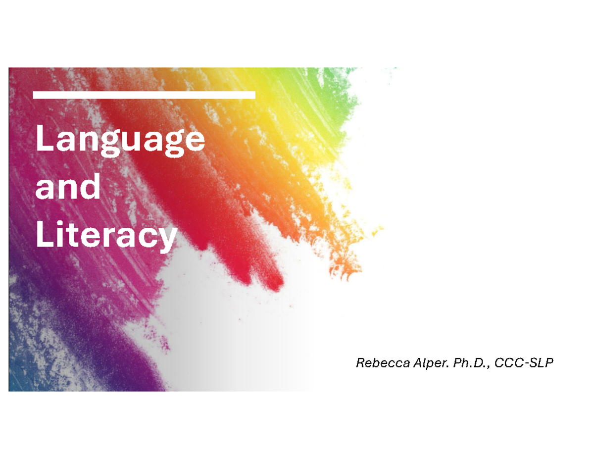 Language and Literacy: Understanding Roles of SLPs in Early Education ...