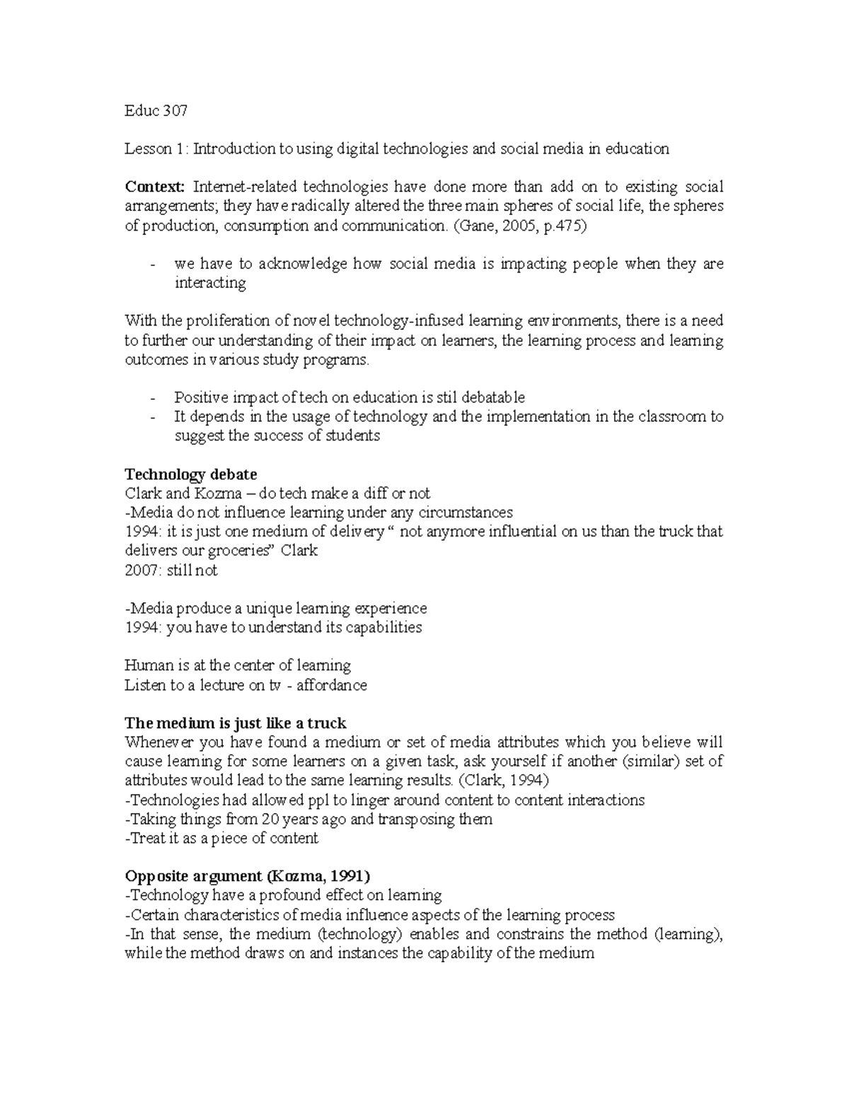 Educ 307 - lesson notes - Educ 307 Lesson 1: Introduction to using ...