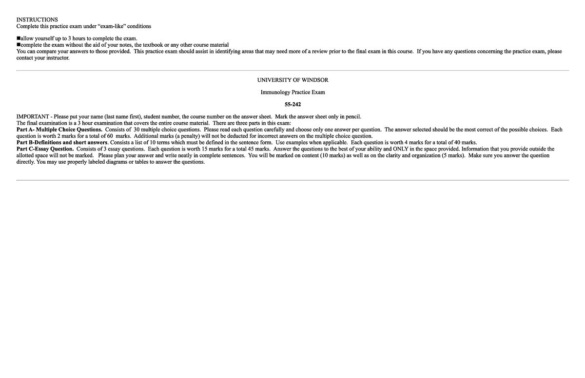 Practice Final Exam - INSTRUCTIONS Complete this practice exam under ...