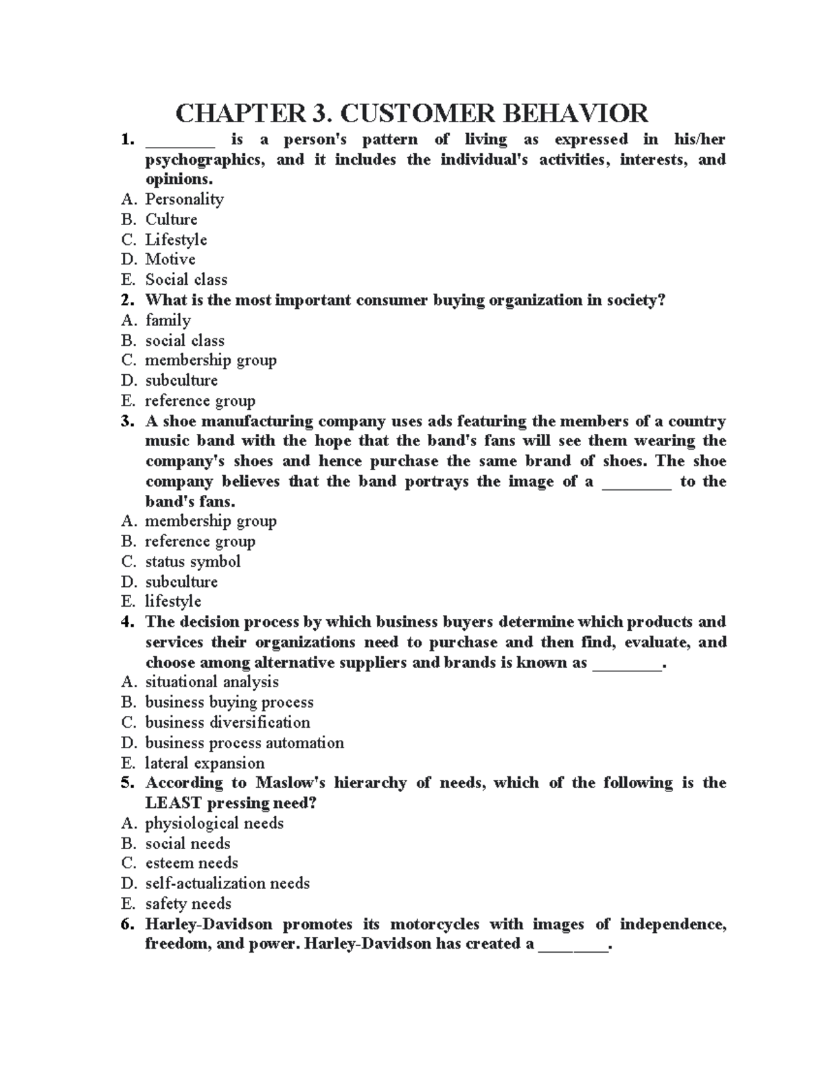 CHAPTER 3. CUSTOMER BEHAVIOR: Understanding Consumer Patterns and Decisions - Studocu