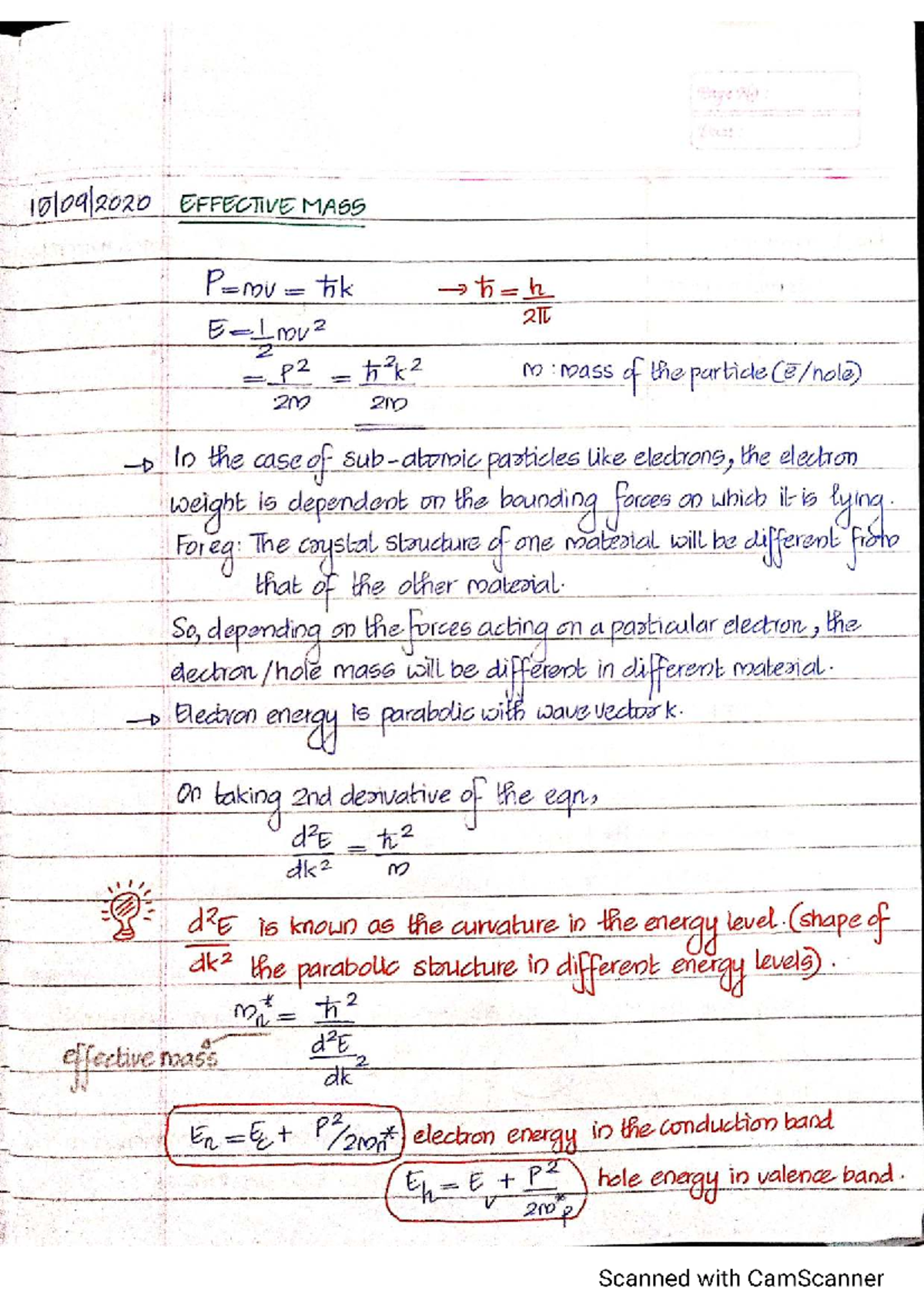 M1 2 - SSD Notes for S3 ECE: Effective Mass of Electrons - Studocu