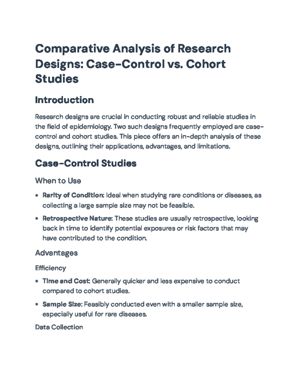 Comparative Analysis of Case-Control vs. Cohort Studies in Research ...