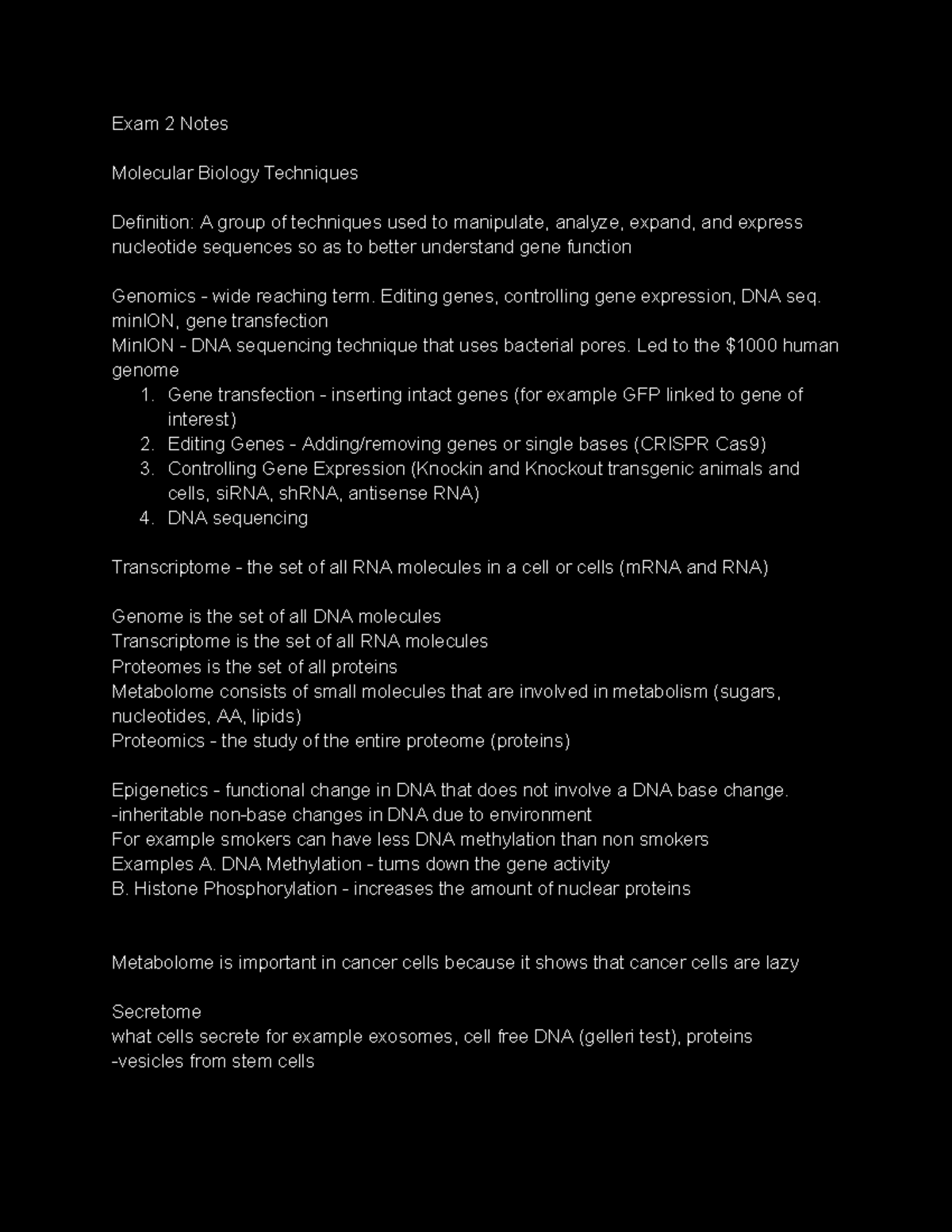 BIOL 311 Final Exam Study Guide: Molecular Biology Techniques ...