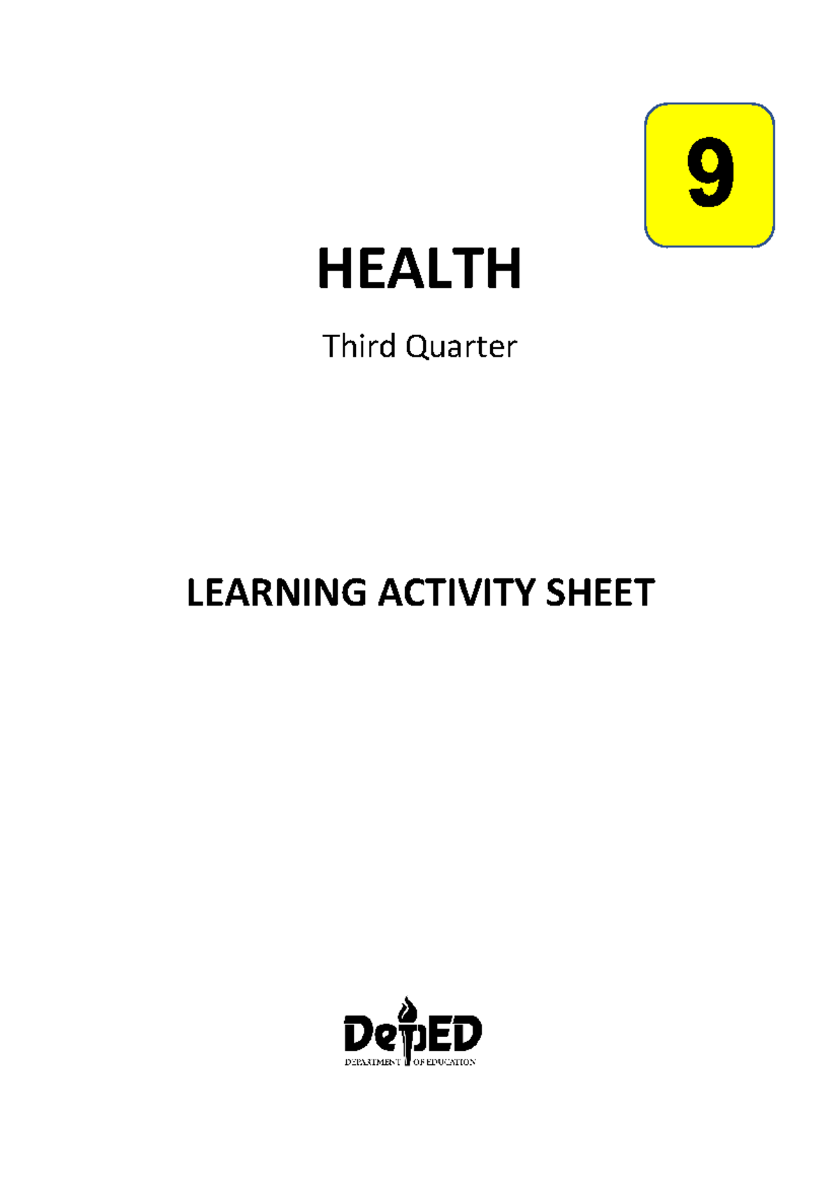 Health 9: Learning Activity Sheet for Quarter 3 - First Aid Basics ...