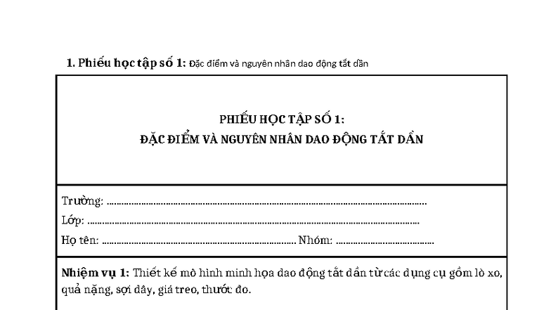 Phieu-HOC-TAP BANG-MO-TA-CAC-HOC-LIEU-CNTT - Phi ếu h ọc t ập s ố 1:Đặc điểm và nguyên nhân dao ...