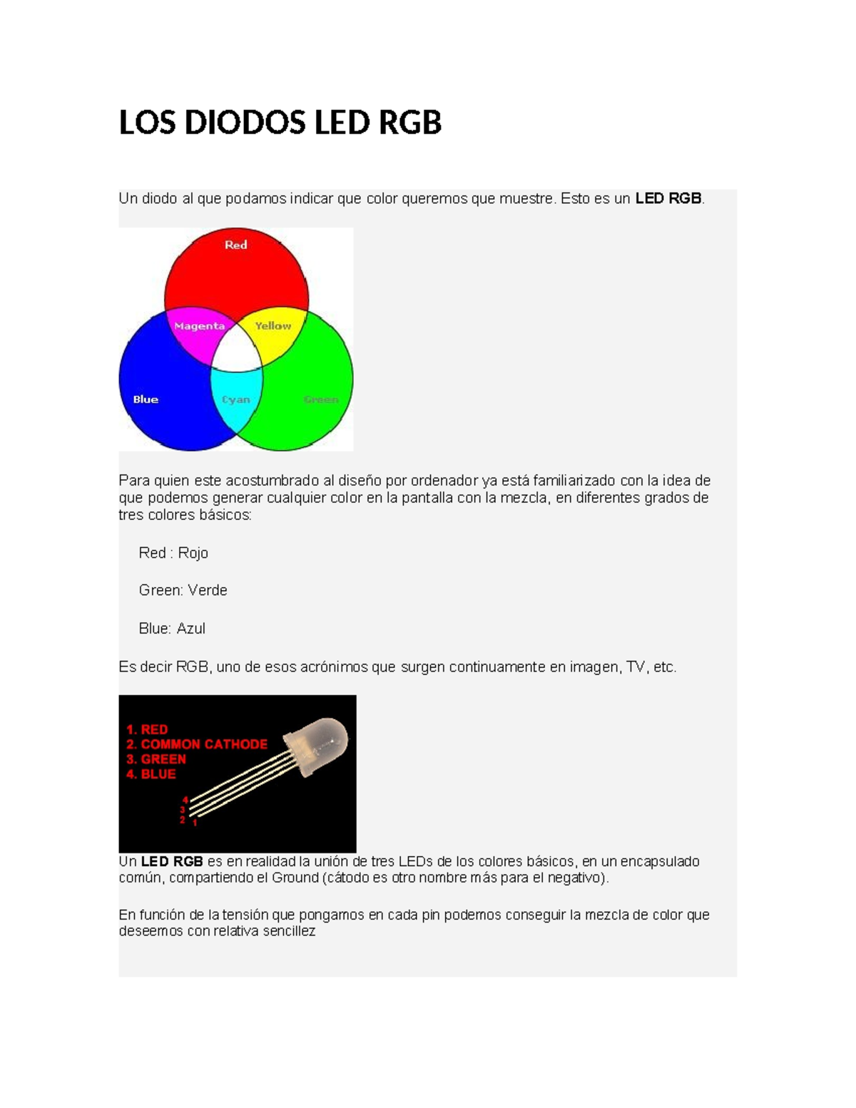 Arduino clase - LOS DIODOS LED RGB Un diodo al que podamos indicar que color queremos que ...