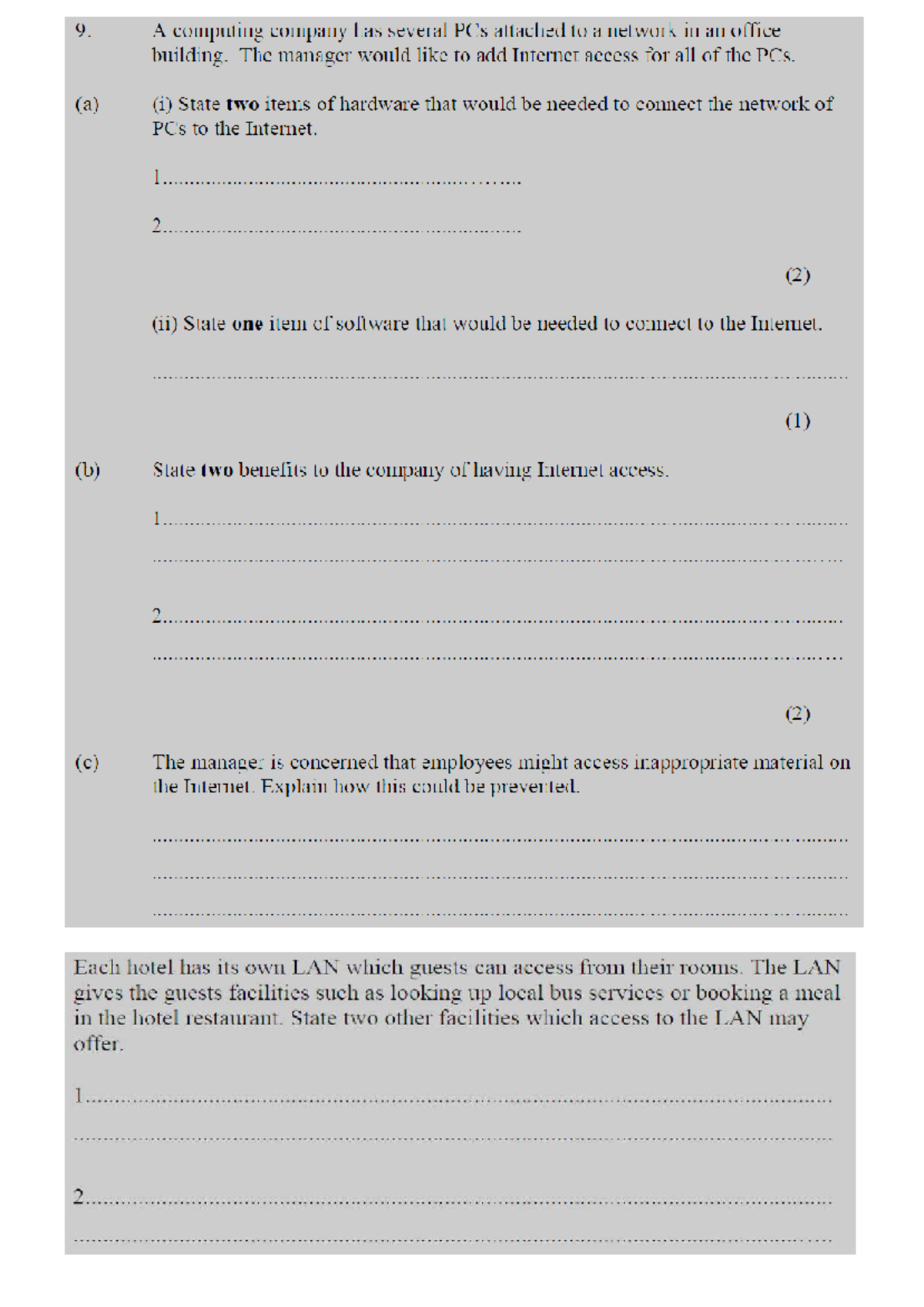 Networks Worksheet: Internet Access & LAN/WAN Concepts - Studocu