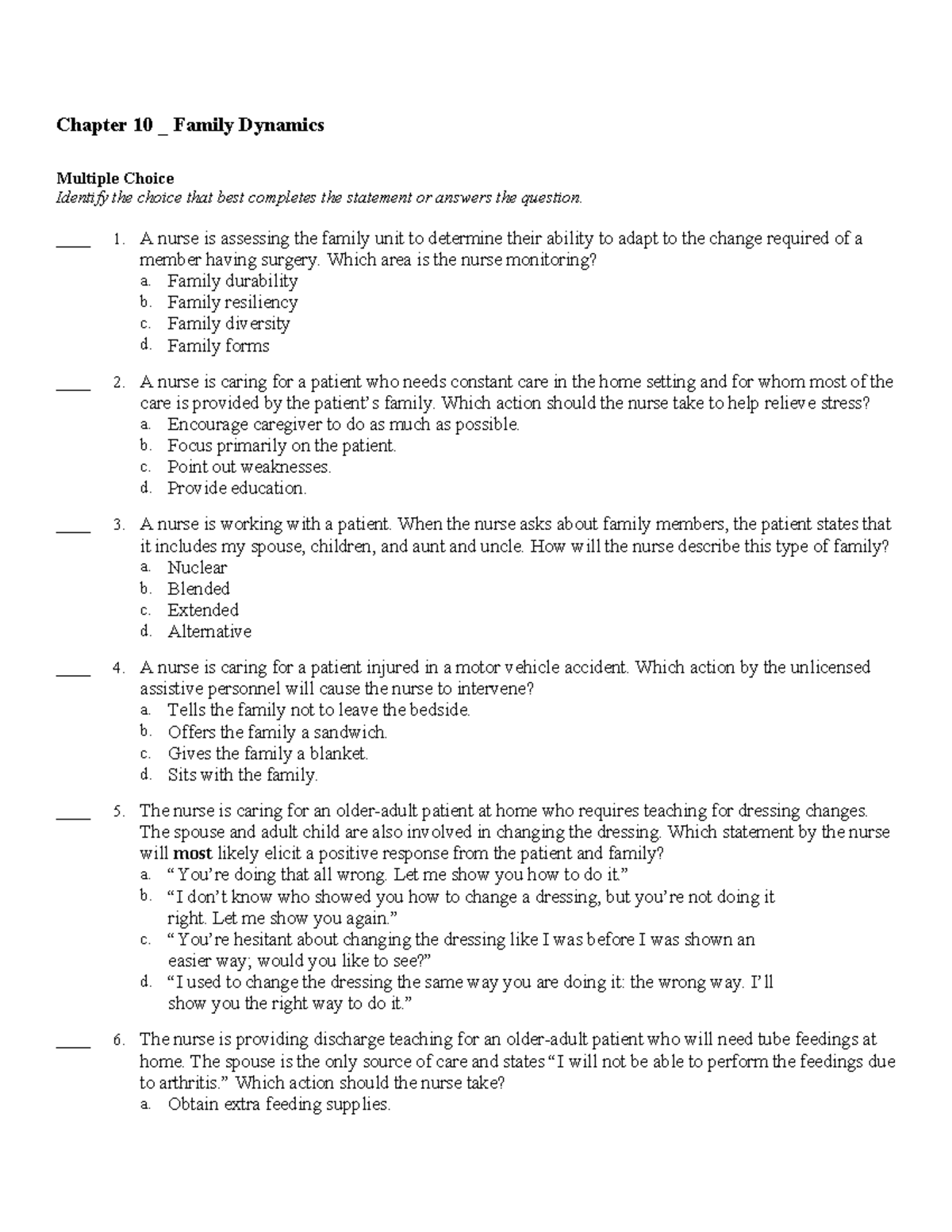 Chapter 10 Family Dynamics - Chapter 10 _ Family Dynamics Multiple ...