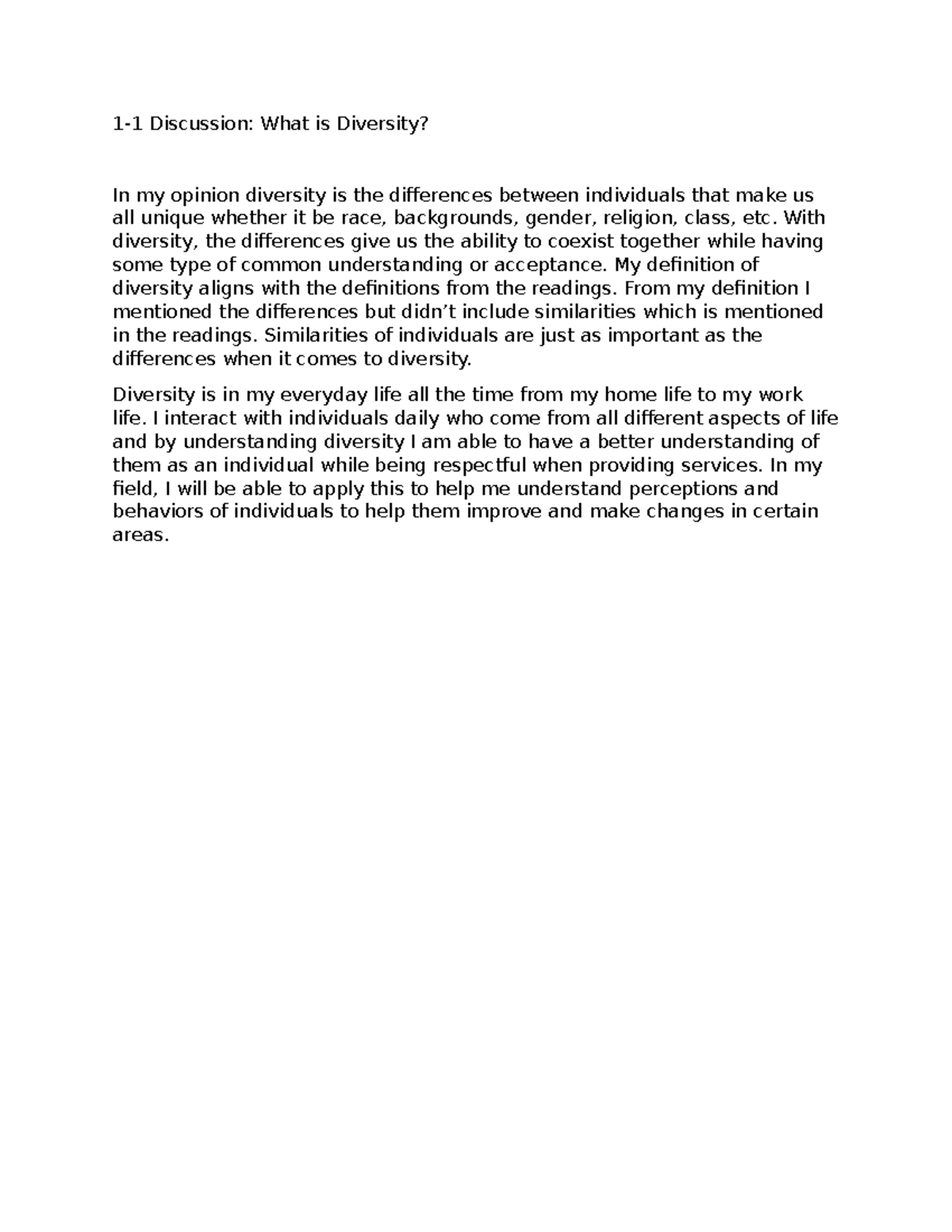 1-1 Discussion What is Diversity - With diversity, the differences give ...