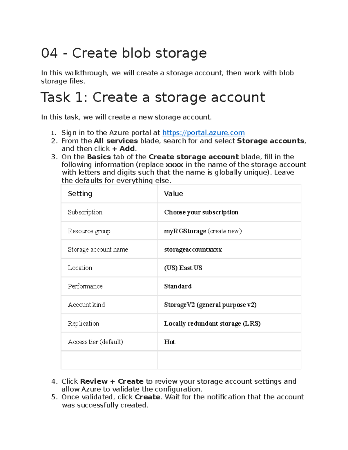 04 - Creating Azure Blob Storage: A Step-by-Step Guide - Studocu