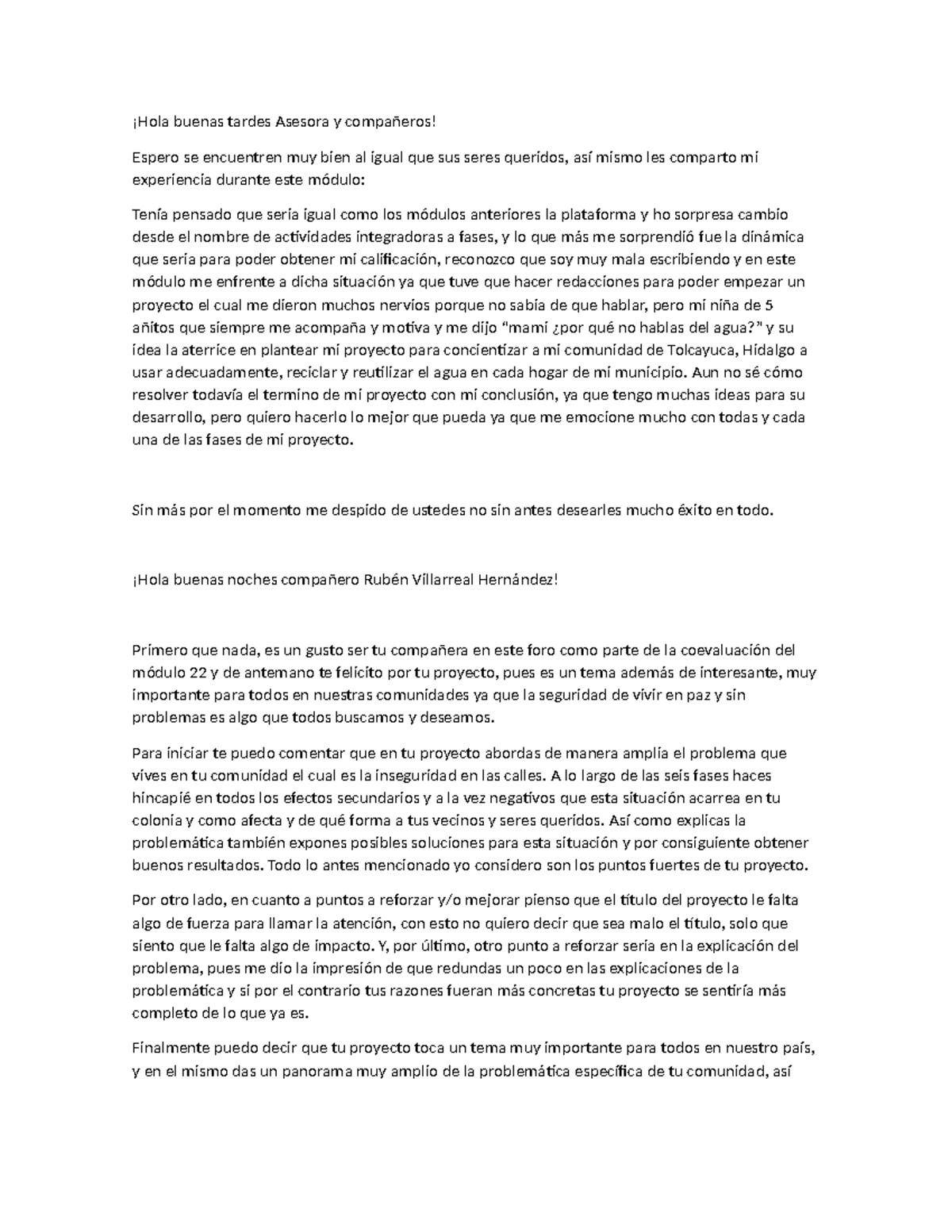 Foro de Coevaluación: Proyecto Final Módulo 22 - Studocu