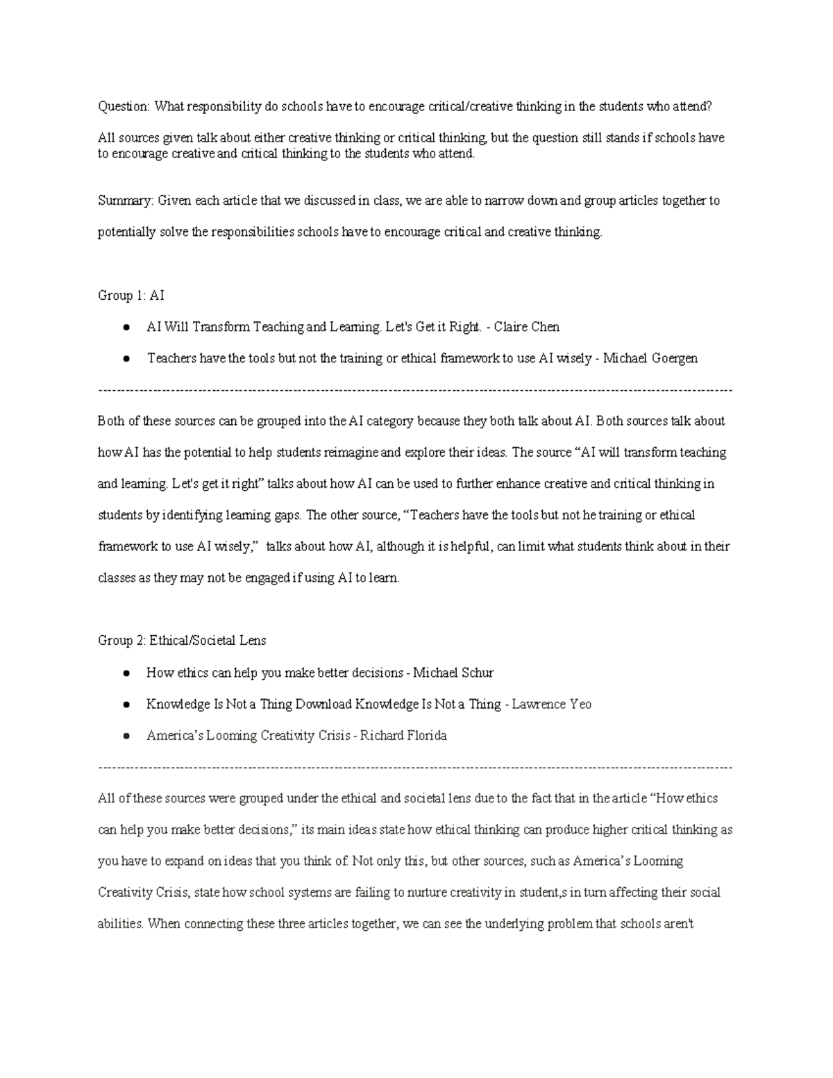 Perspective Review: Schools' Role in Fostering Critical & Creative ...