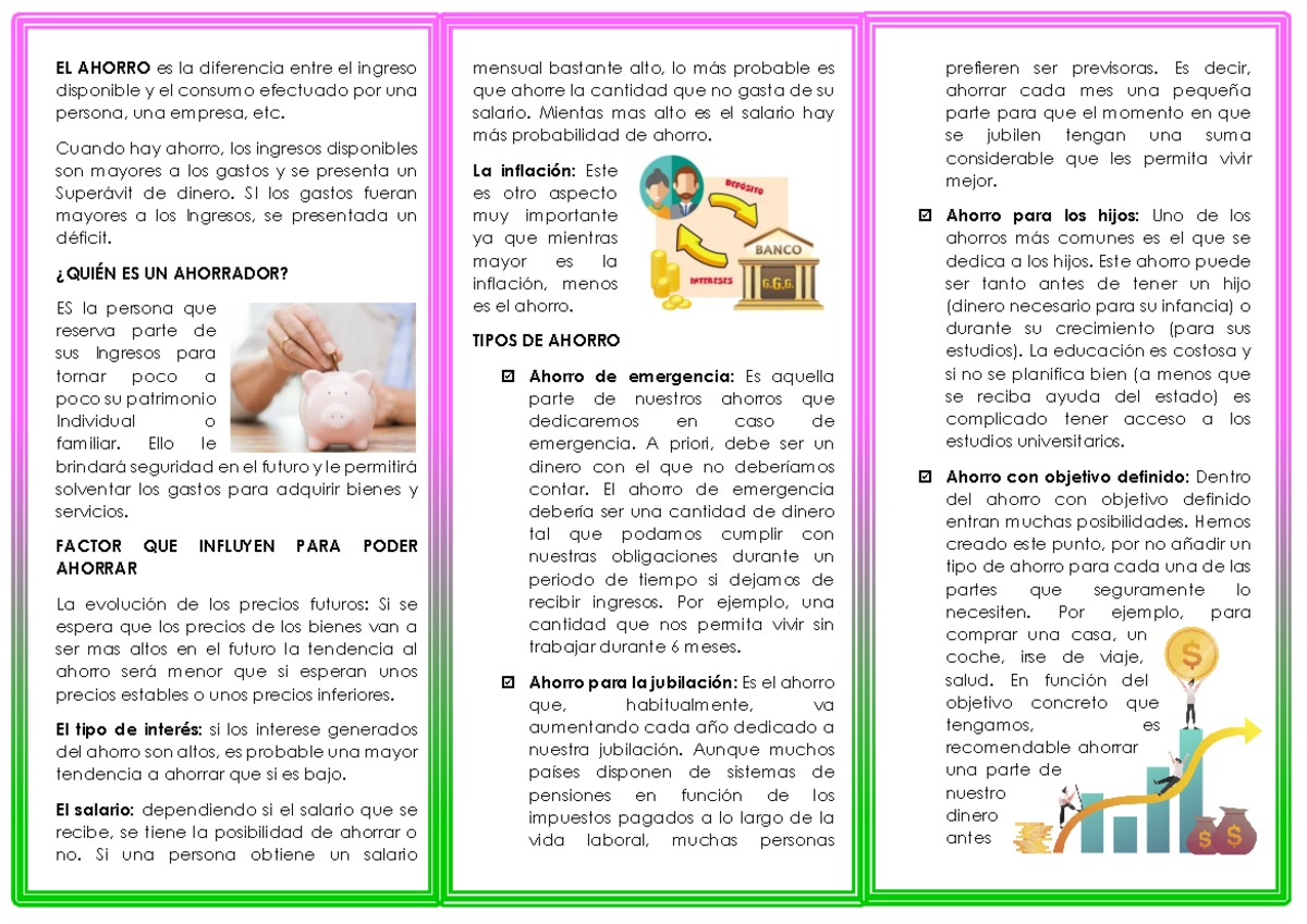 435439038 Triptico Del Ahorro - EL AHORRO es la diferencia entre el ...