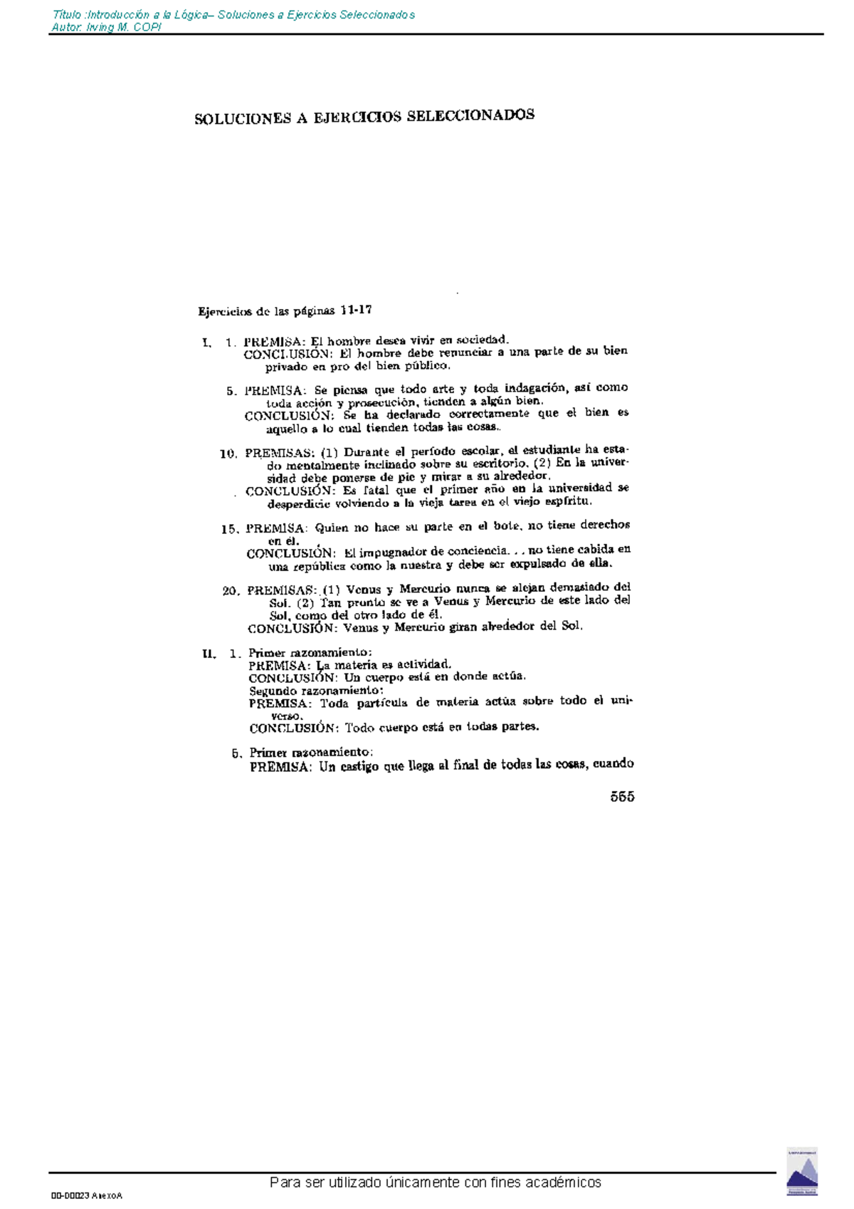 399319512 Solucionario de Introducción a la Lógica de Irving M. Copi - Studocu
