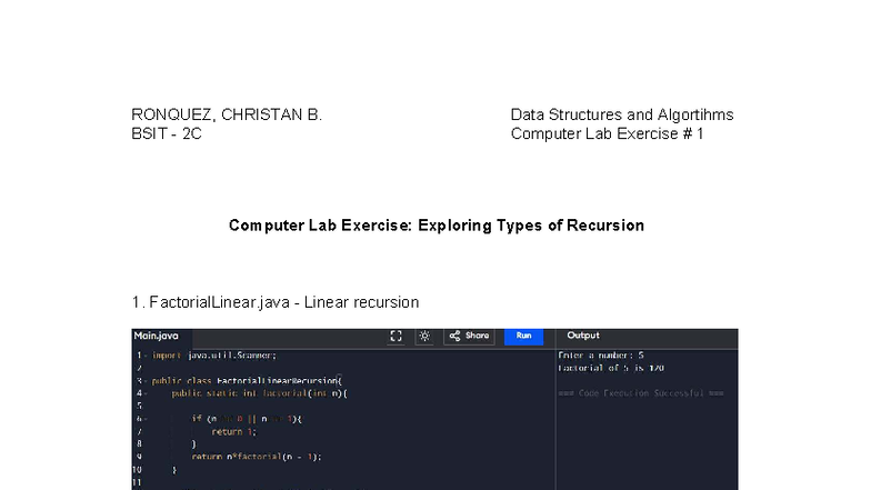 Ronquez Christan Lab Exercise 1 - Information Technology - RONQUEZ ...