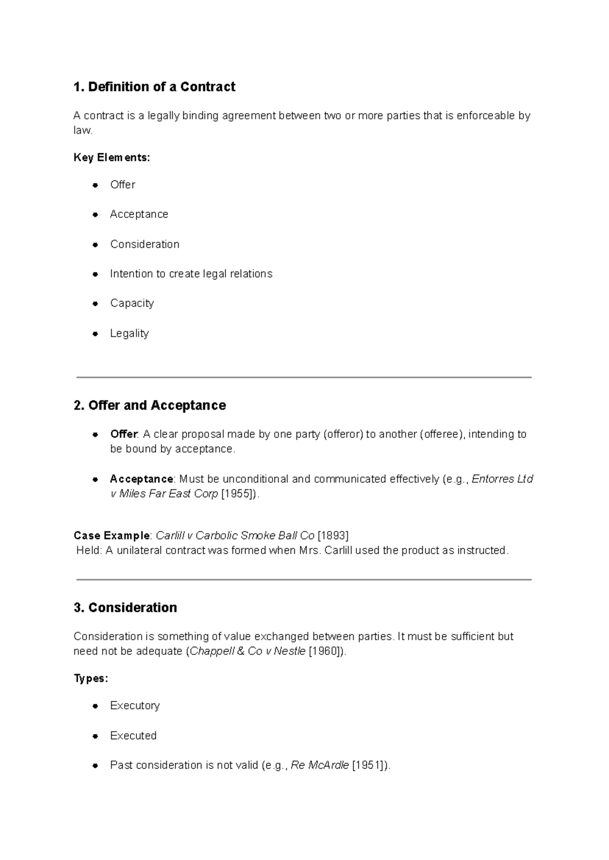 Contract Law (LAW101) - Key Concepts & Case Summaries Explained - Studocu