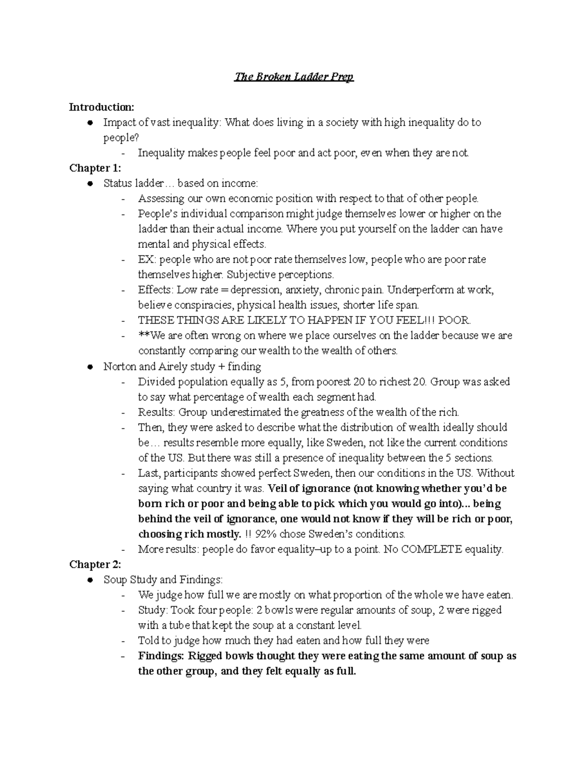 Chapter Notes for "The Broken Ladder" - Key Insights and Findings - Studocu