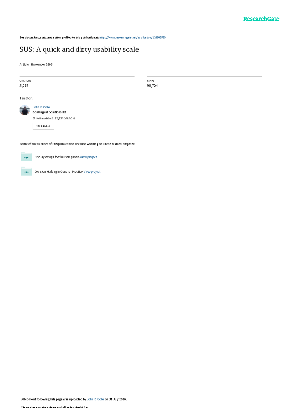 SUS: A Quick Overview of the System Usability Scale (SUS) - Studocu