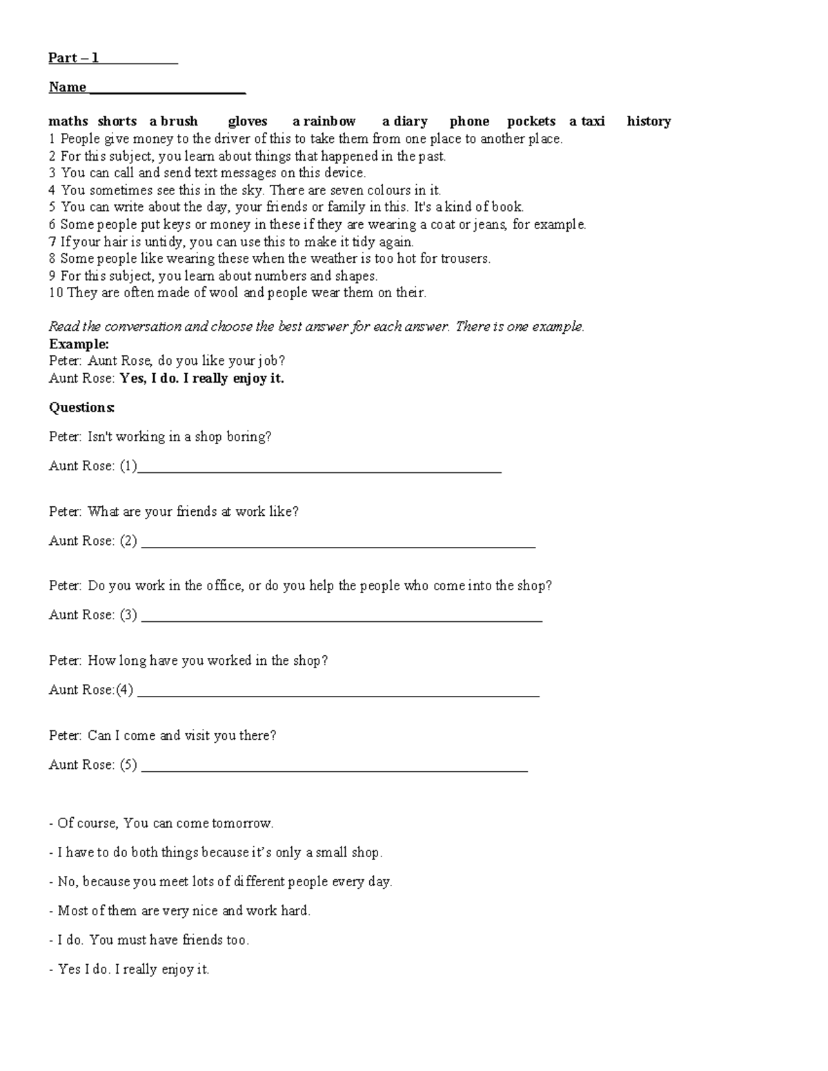 Reading and Writing Activity Worksheet - ESL 101 - Studocu