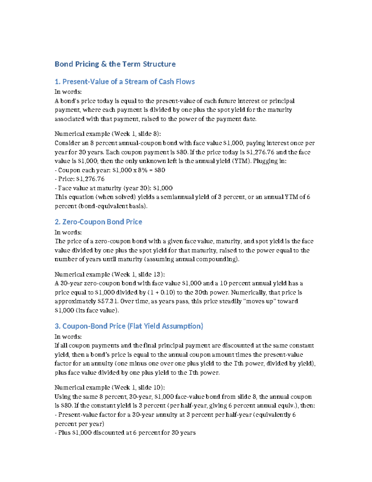 Bond Pricing and Cash Flow Analysis: Key Formulas and Concepts ...