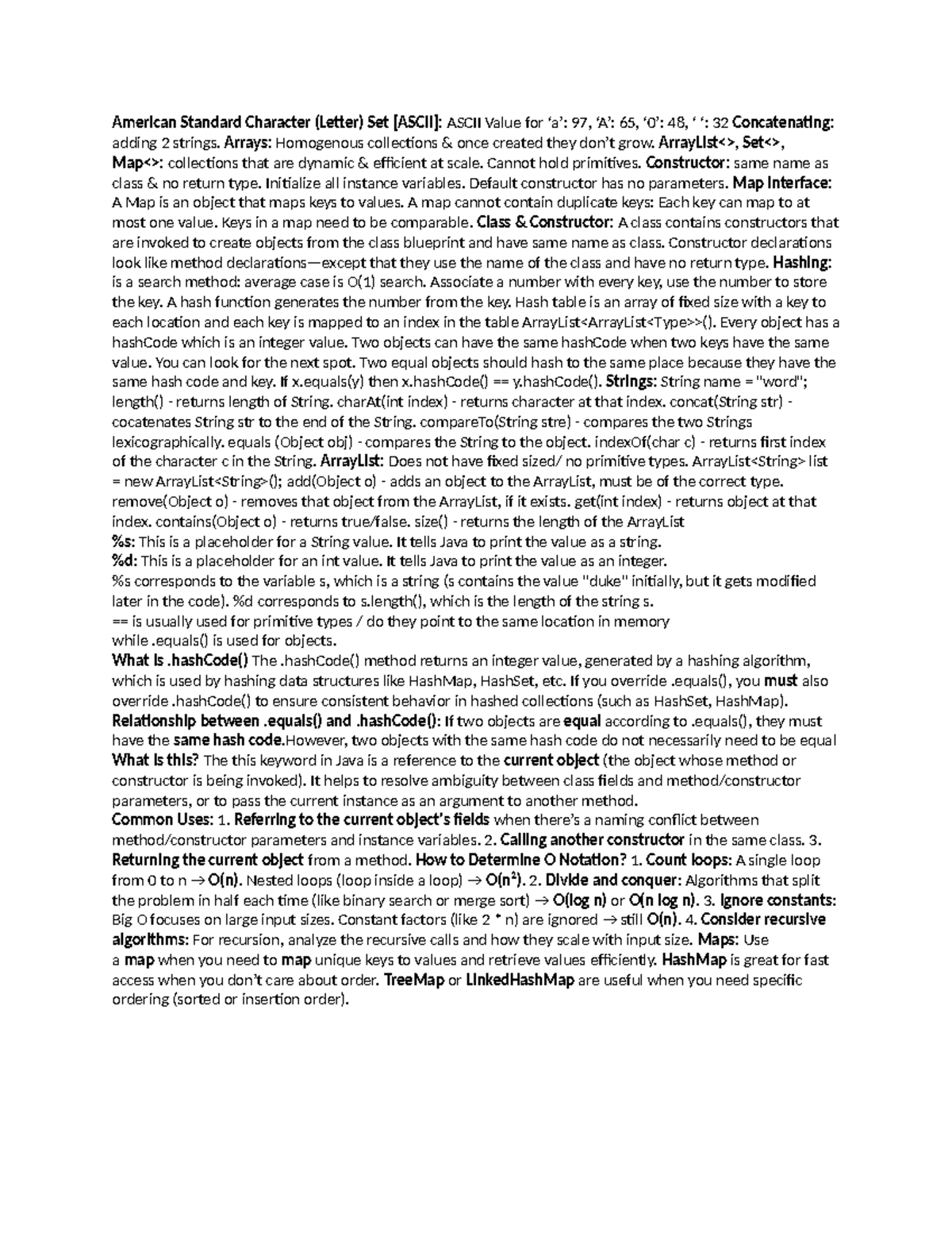 Midterm 1 Cheat Sheet - N/A - American Standard Character (Letter) Set ...