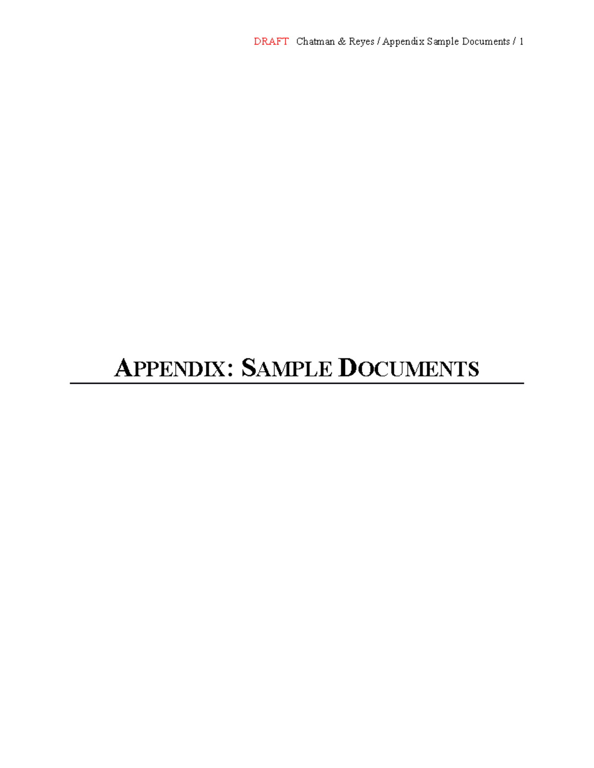 Appendix with Sample Documents - DRAFT Chatman & Reyes / Appendix ...