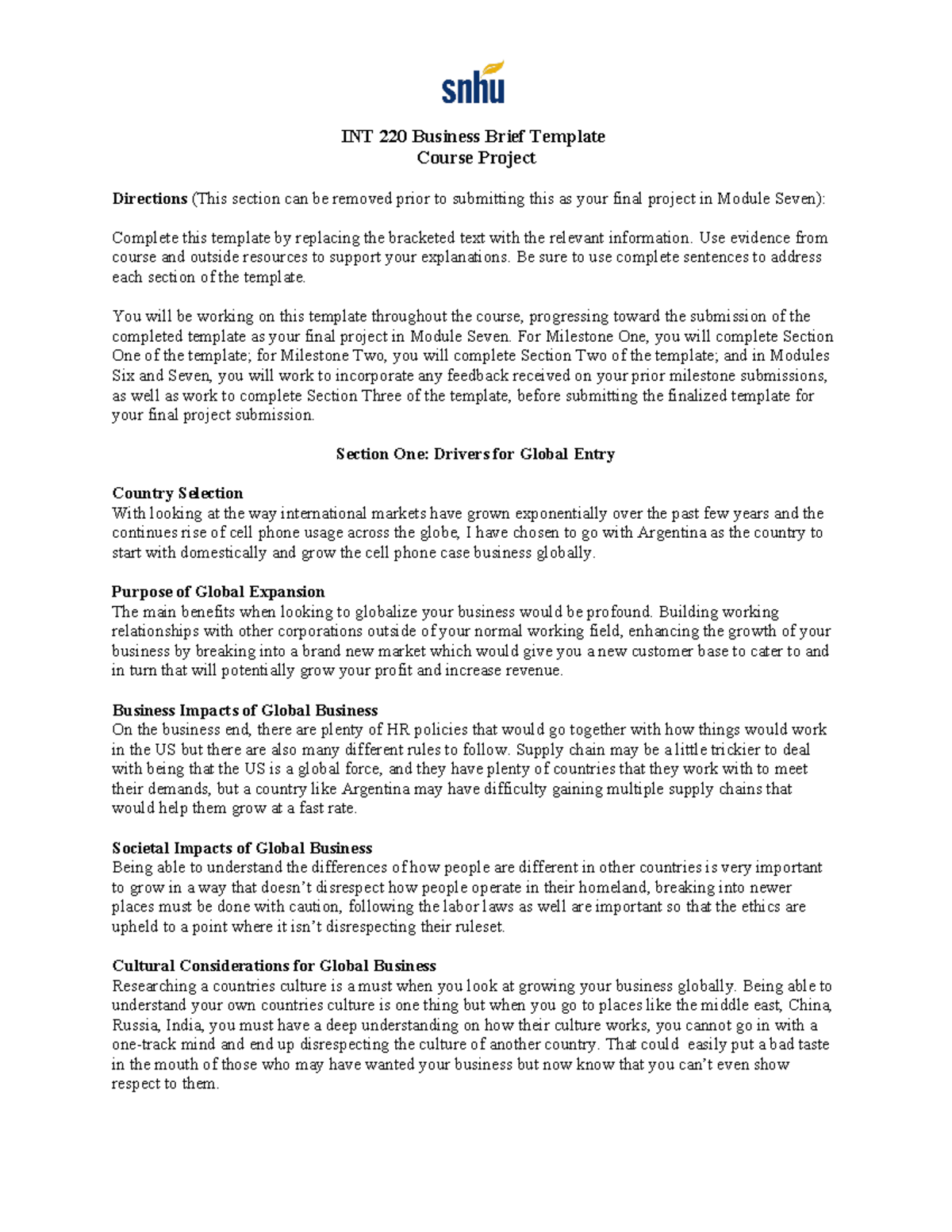 INT 220 Business Brief Template Section 2 - INT 220 Business Brief ...