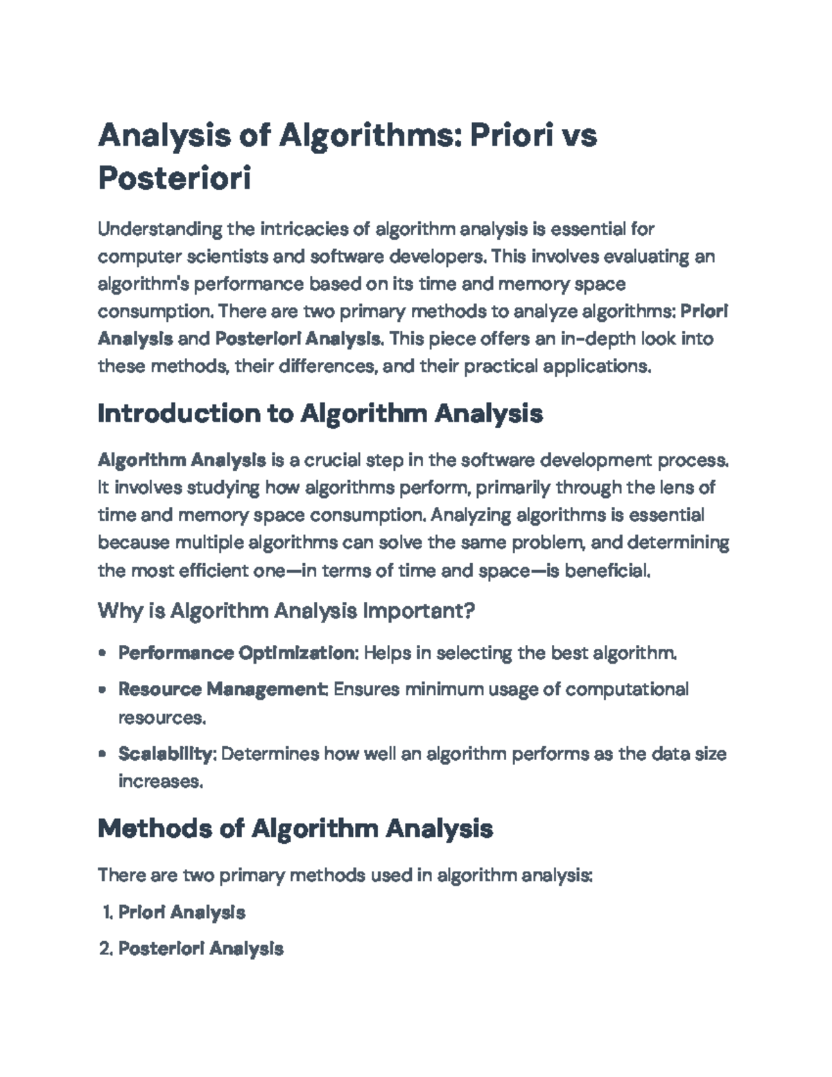 Algorithm Analysis: Priori vs Posteriori Methods Explained - Analysis of Algorithms: Priori vs ...