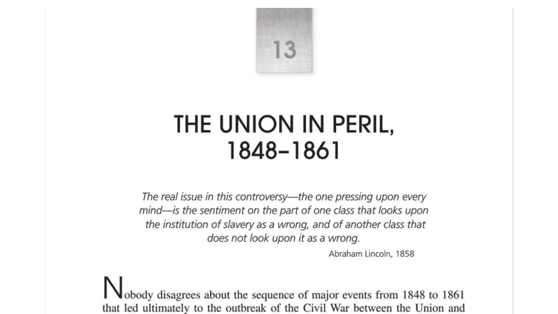 Amsco AP U.S. History Chapter 13: The Union in Peril - Studocu