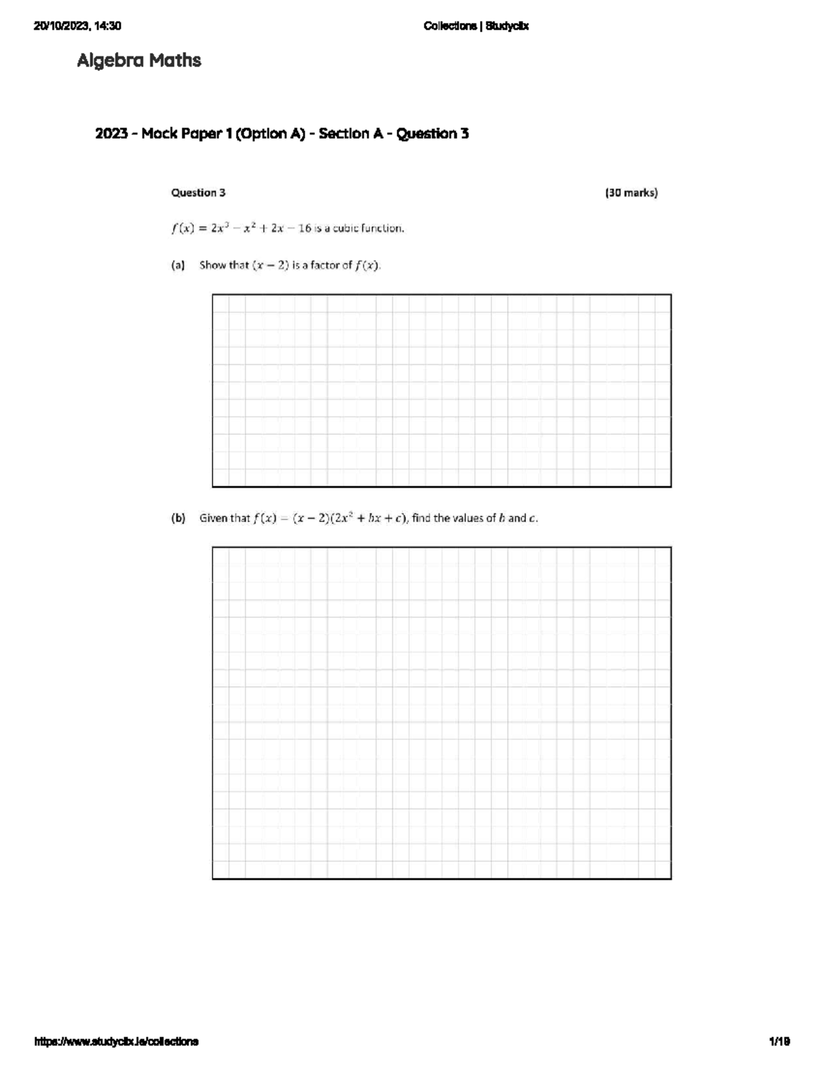 Maths Mocks Algebra 14:30 Collections I 2019-Present Exam Papers - Studocu