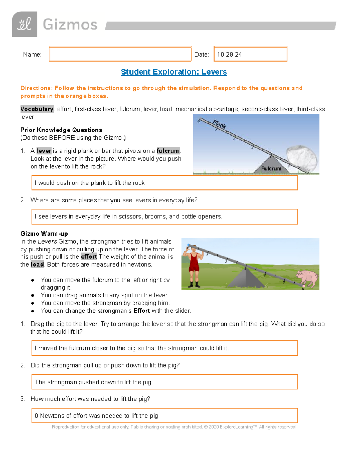 LEVER SIMULATION EXPLORATION (SE): UNDERSTANDING MECHANICAL ADVANTAGE ...