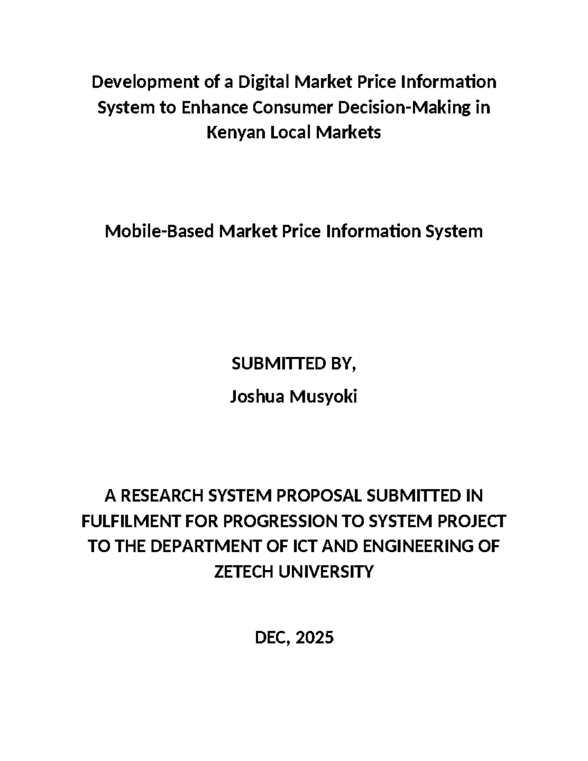 Development of a Digital Market Price Info System for Kenyan SOKO ...