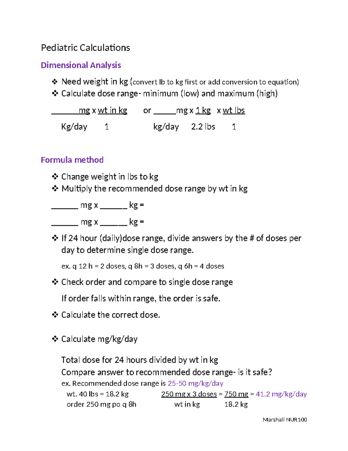 Pediatric Dosage Calculation Tip Sheet - Pediatric Calculations ...