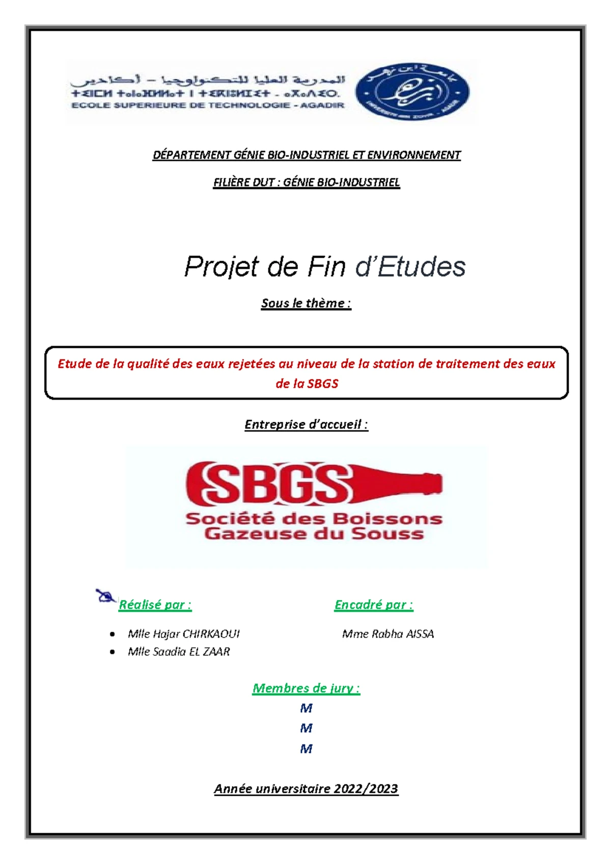 Rapport de Stage de Fin d'Études DUT Génie SFE 2018-2019 : Validation ...